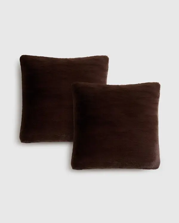 Quince Luxury Faux Fur Pillow Cover - Espresso