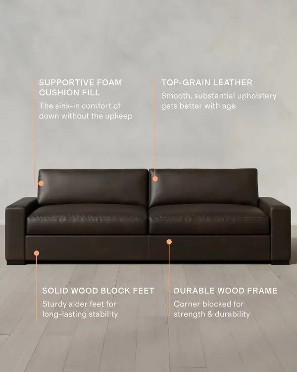 Quince Stillman Leather Sofa - Smoke