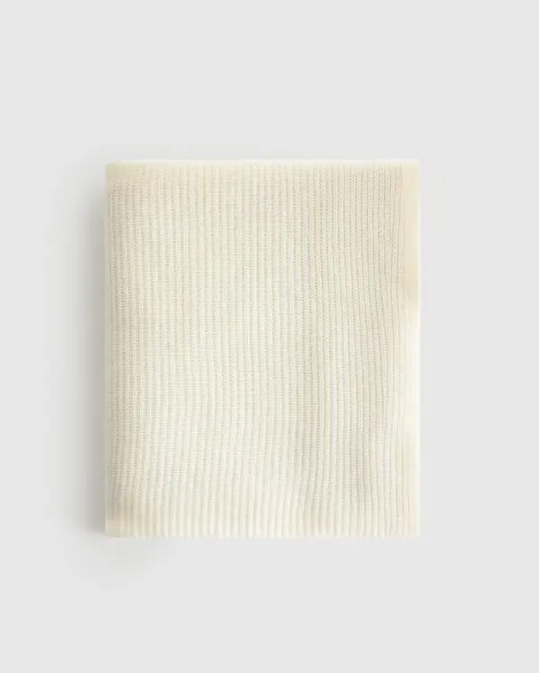 Quince Ribbed Knit Cashmere Throw - Ivory