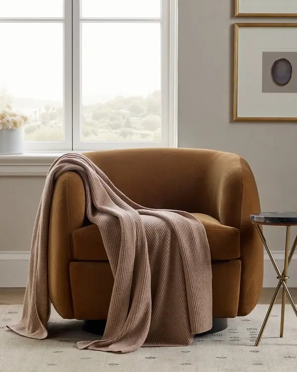 Quince Ribbed Knit Cashmere Throw - Oatmeal