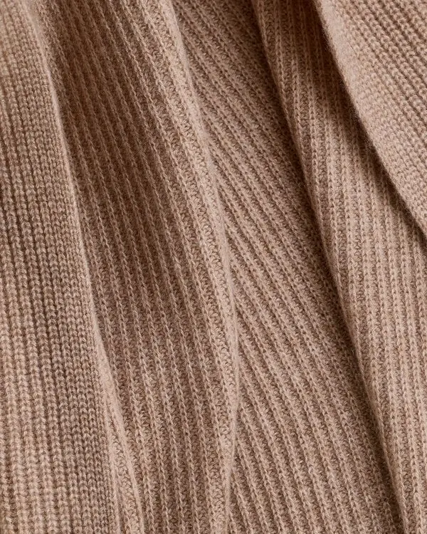 Quince Ribbed Knit Cashmere Throw - Oatmeal