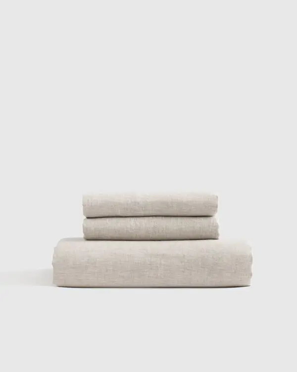 Quince European Linen Chambray Fitted Sheet Set - Natural