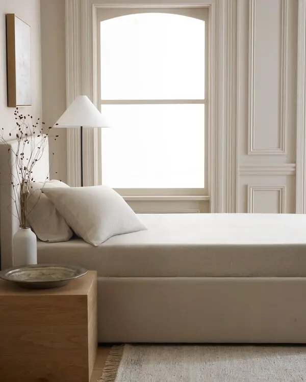 Quince European Linen Chambray Fitted Sheet Set - Natural