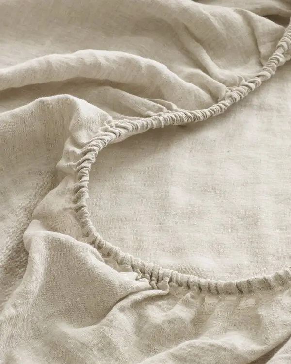 Quince European Linen Chambray Fitted Sheet Set - Natural
