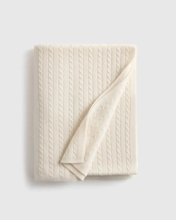 Quince Cable Knit Cashmere Throw - Ivory