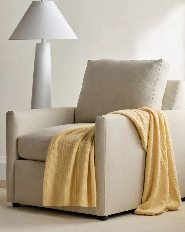 Quince Cable Knit Cashmere Throw - Limoncello