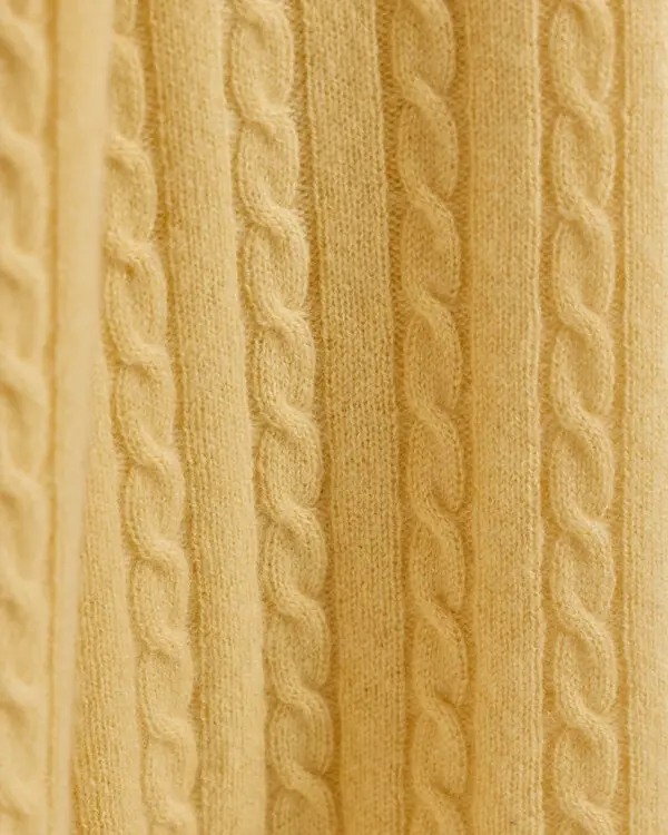 Quince Cable Knit Cashmere Throw - Limoncello