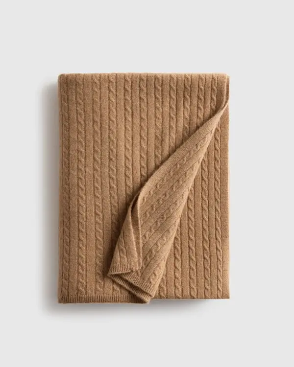 Quince Cable Knit Cashmere Throw - Teak
