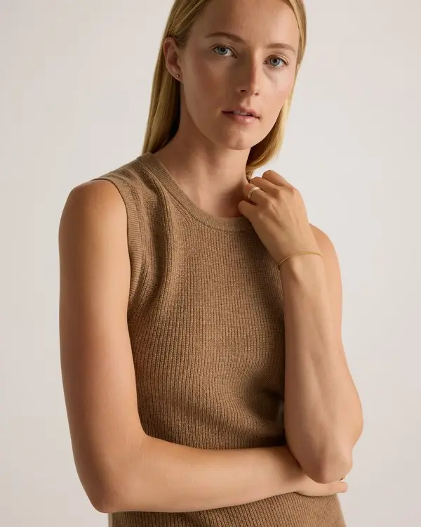 Quince Mongolian Cashmere Sleeveless Midi Sweater Dress - Teak Brown