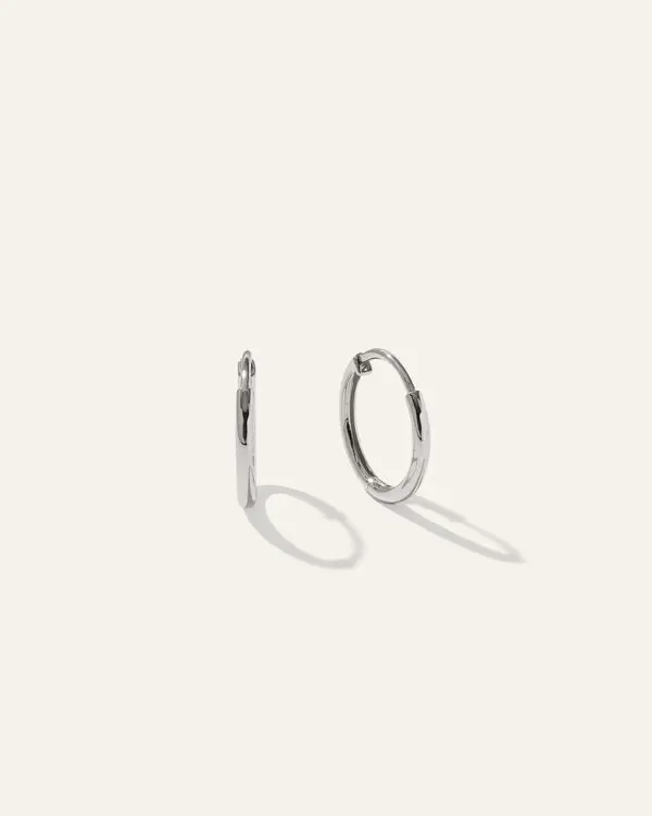 Quince 14k Gold Classic Hoop Earrings - White Gold