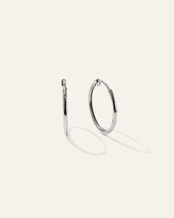 Quince 14k Gold Classic Hoop Earrings - White Gold