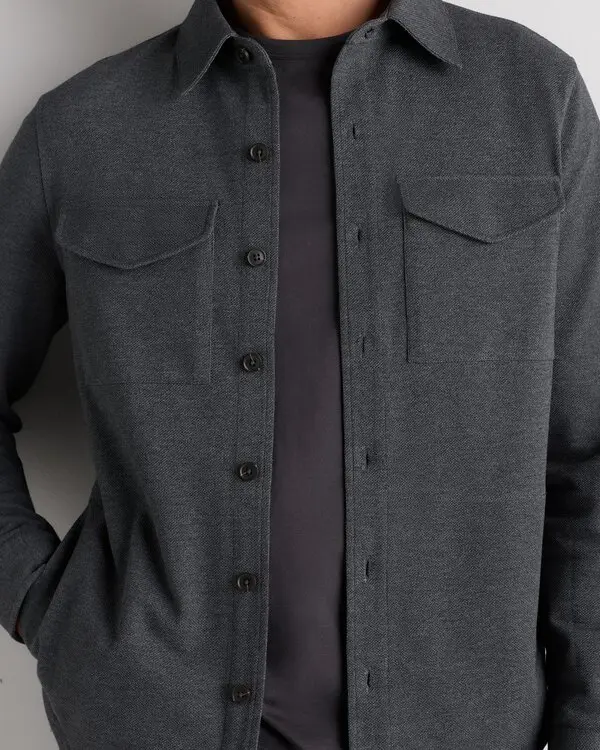 Quince Cotton Pique Knit Overshirt - Heather Charcoal