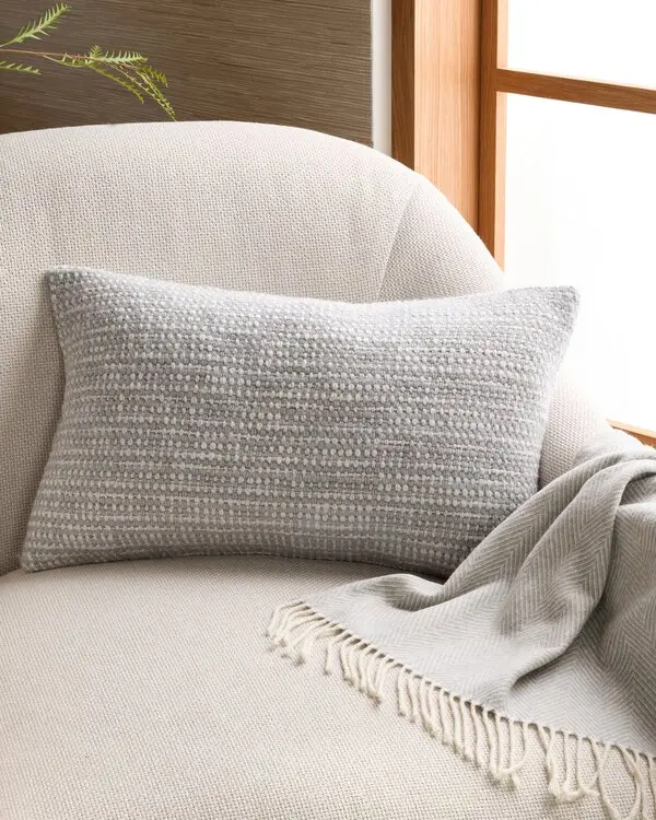 Quince Wool Linen Textured Pillow Cover - Grey