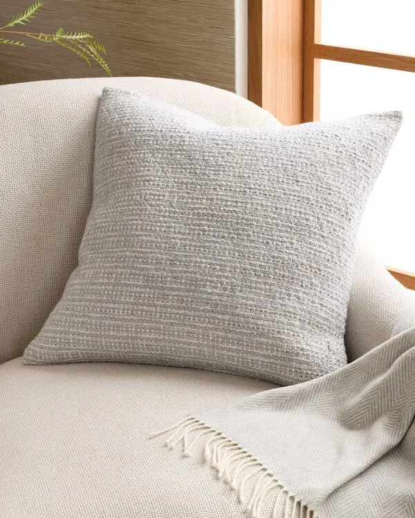 Quince Wool Linen Textured Pillow Cover - Grey