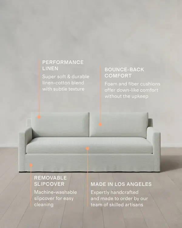 Quince Ellery Slipcover Sofa In Performance Linen - Silver