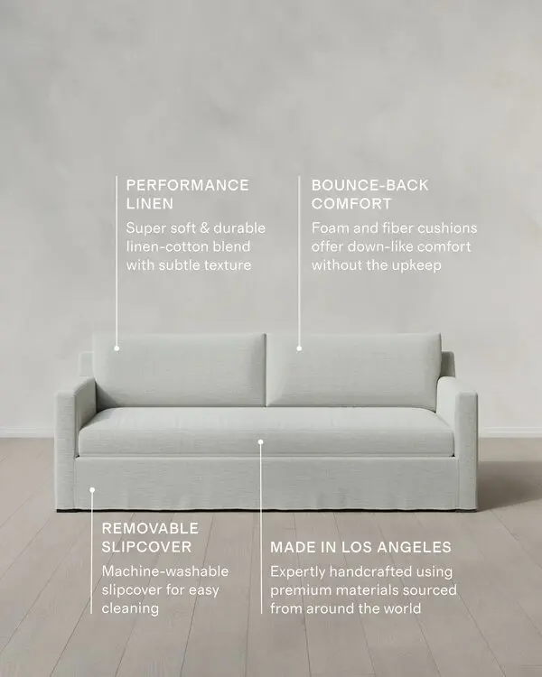 Quince Ellery Slipcover Sofa In Performance Linen - Silver