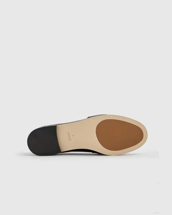 Quince Italian Leather Bow Penny Loafer - Black