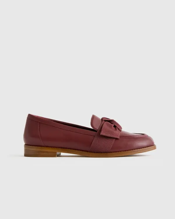 Quince Italian Leather Bow Penny Loafer - Wine