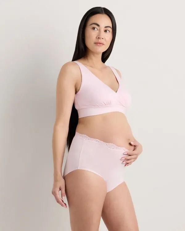 Quince Lace Trim Maternity & Postpartum Brief - Light Pink