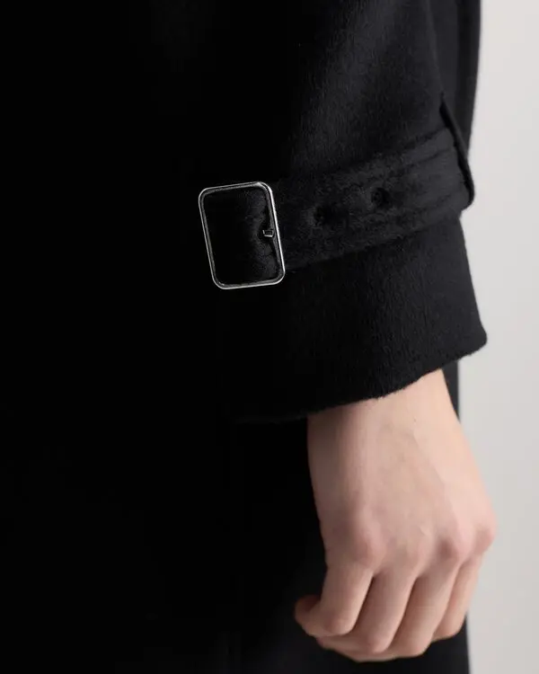 Quince 100% Mongolian Cashmere Trench Coat - Black
