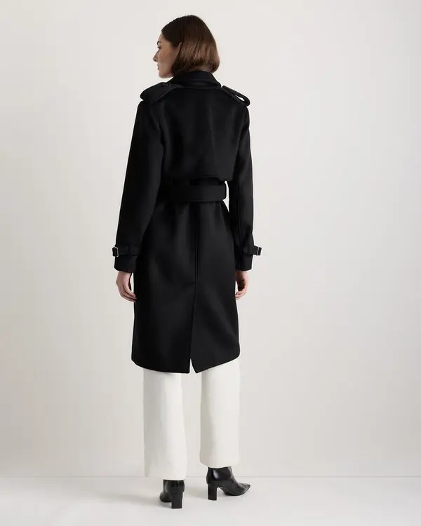 Quince 100% Mongolian Cashmere Trench Coat - Black