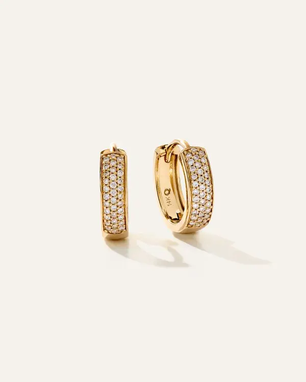 Quince 14k Gold Pave Diamond Huggie Earrings - Yellow Gold