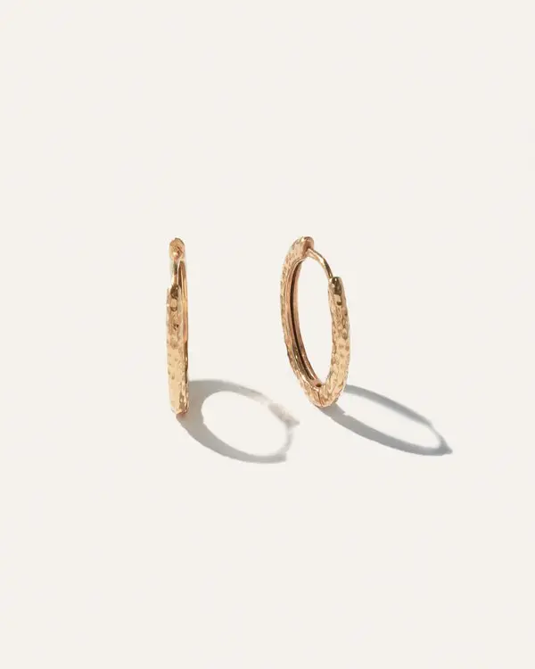 Quince Hammered Nina Medium Hoop Earrings - Gold Vermeil