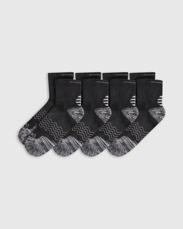 Quince Performance Running Quarter Socks 4-pack - Grey