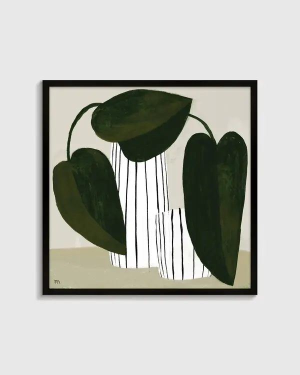 Quince Two Striped Vases Marco Marella, Wood Frame - Black