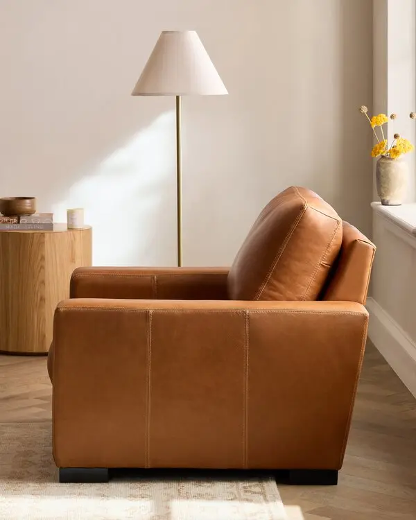 Quince Stillman Accent Chair In Leather - Smoke