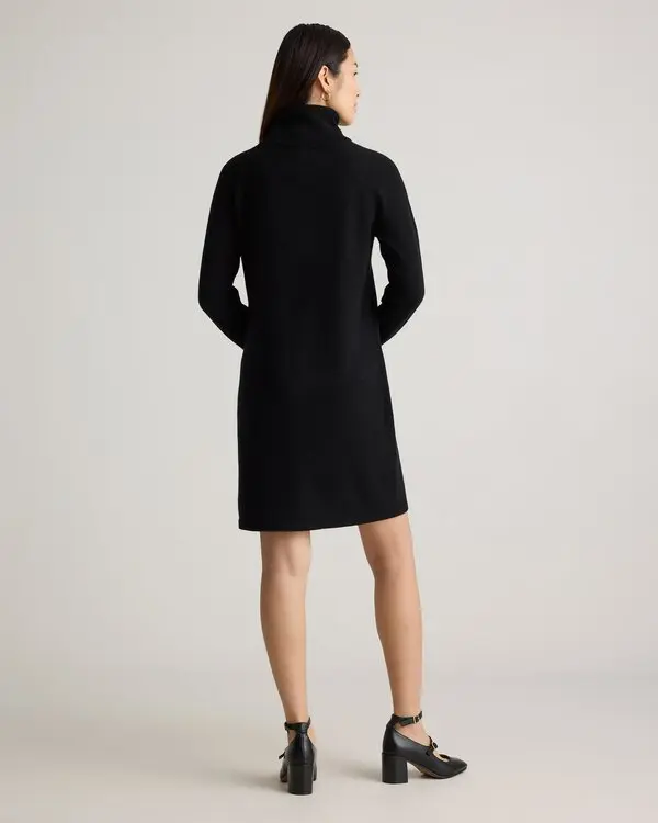 Quince Mongolian Cashmere Turtleneck Sweater Dress - Black