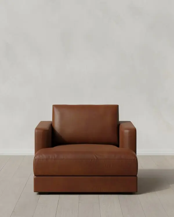 Quince Sierra Curved Arm Accent Chair In Leather - Espresso