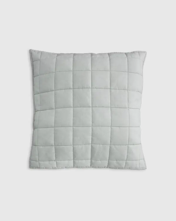 Quince European Linen Box Quilted Sham - Light Grey