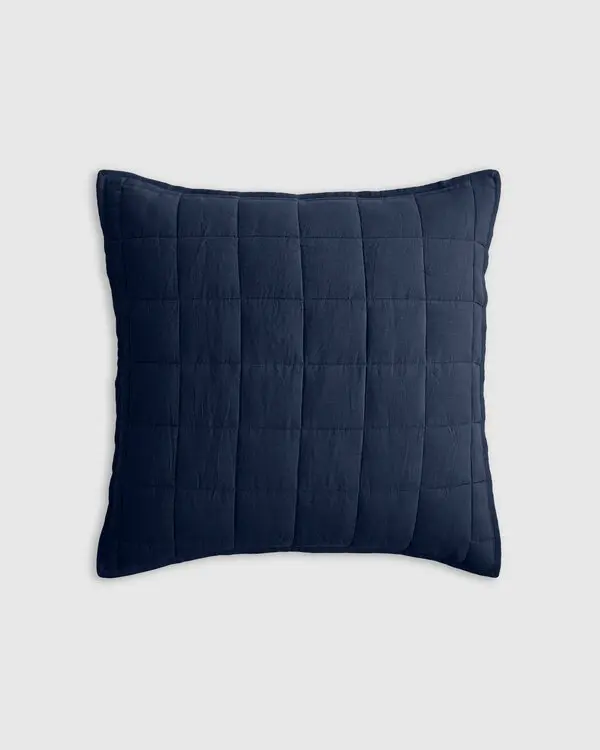 Quince European Linen Box Quilted Sham - Navy