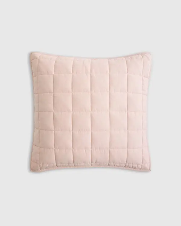 Quince European Linen Box Quilted Sham - Soft Blush