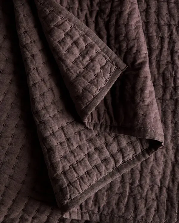 Quince European Linen Cotton Stitch Quilt Set - Espresso