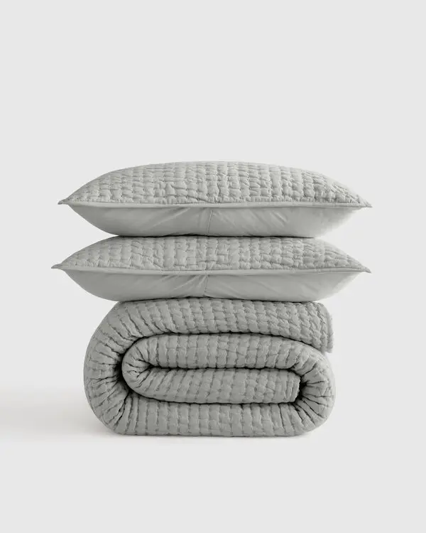Quince European Linen Cotton Stitch Quilt Set - Mist