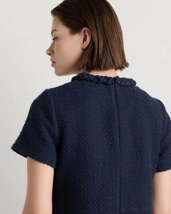 Quince Tweed Short Sleeve Mini Dress - Deep Navy