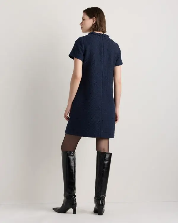 Quince Tweed Short Sleeve Mini Dress - Deep Navy