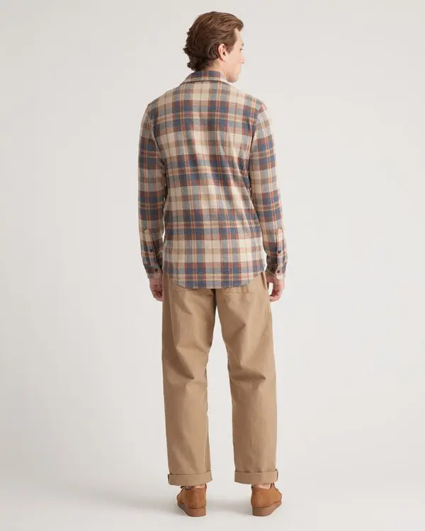 Quince Stretch Sweater Fleece Shirt - Mocha Check