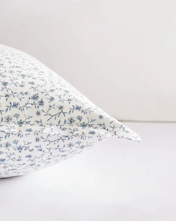 Quince Organic Crisp Percale Floral Sham - Blue Florette
