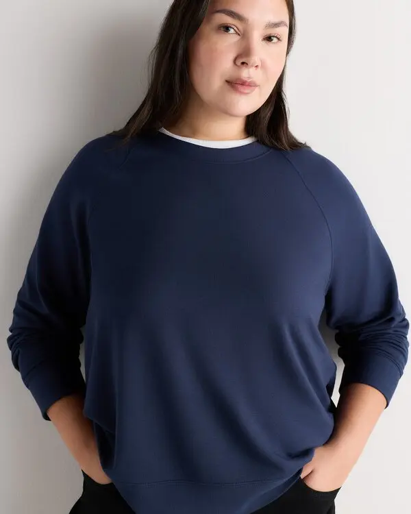 Quince Supersoft Fleece Crewneck Sweatshirt - Navy