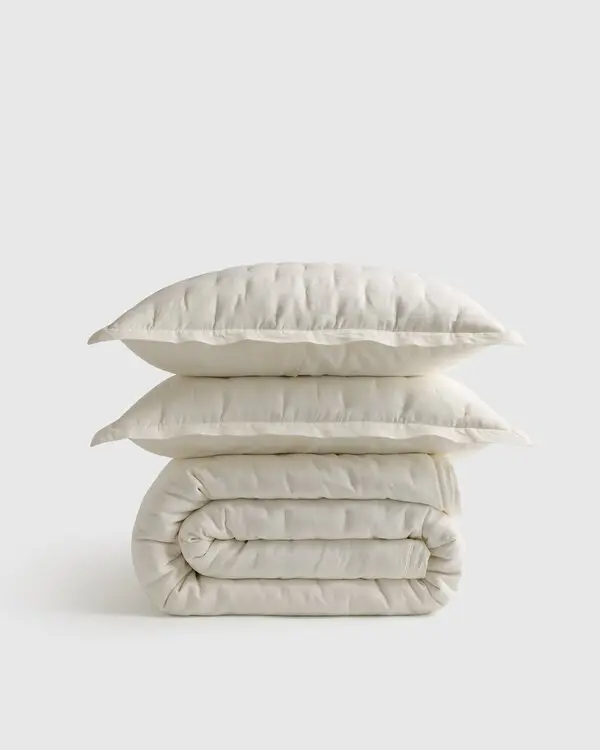 Quince European Linen Dream Quilt Set - Ivory