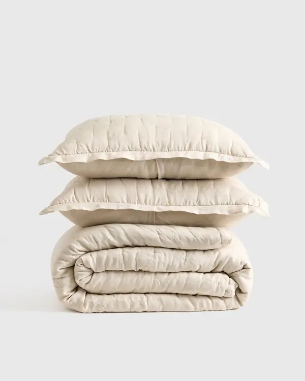Quince European Linen Dream Quilt Set - Sand