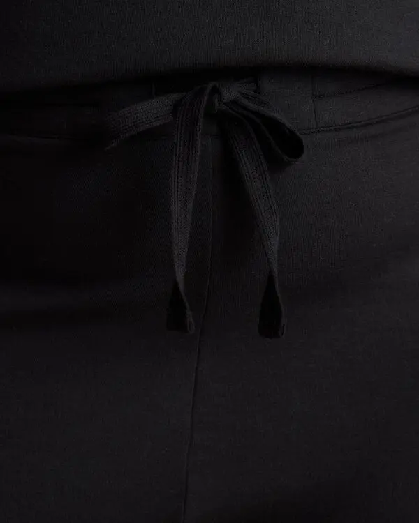 Quince Supersoft Fleece Cropped Wide Leg Pants - Black