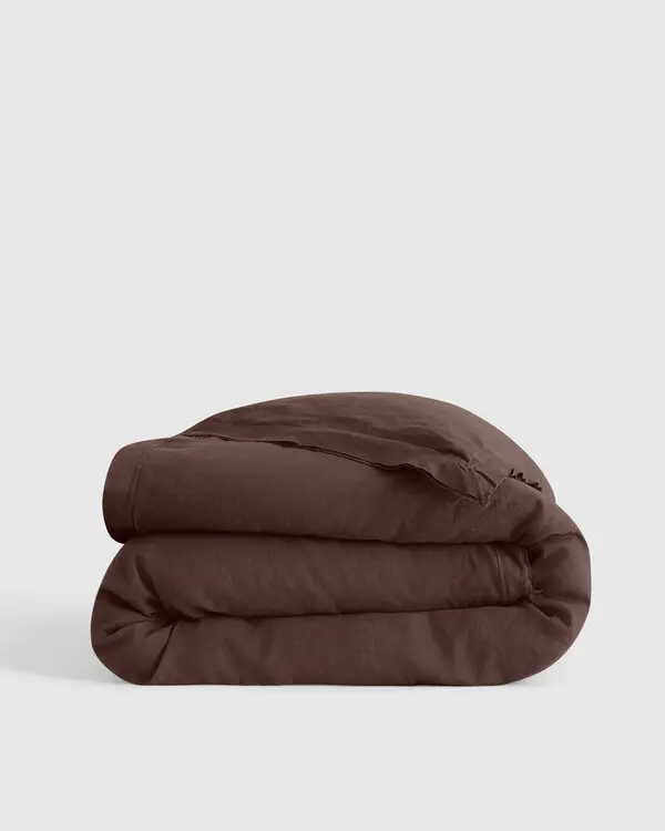 Quince European Linen Double Flange Duvet Cover - Espresso