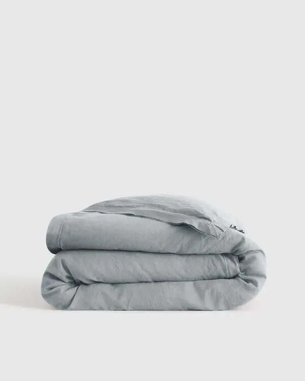 Quince European Linen Double Flange Duvet Cover - Mist