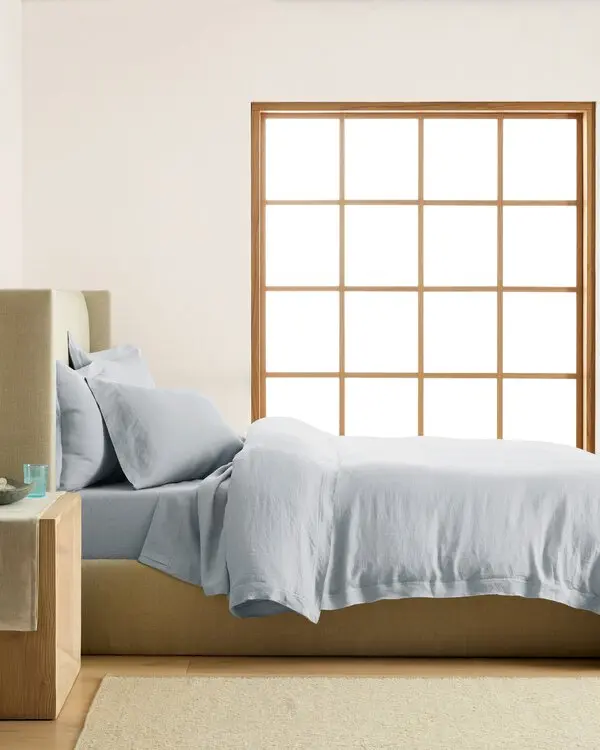 Quince European Linen Double Flange Duvet Cover - Mist