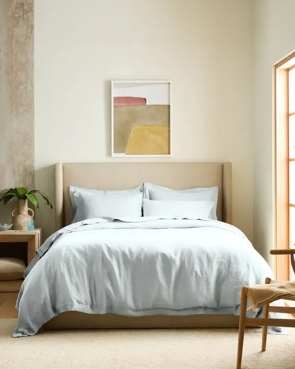 Quince European Linen Double Flange Duvet Cover - Mist