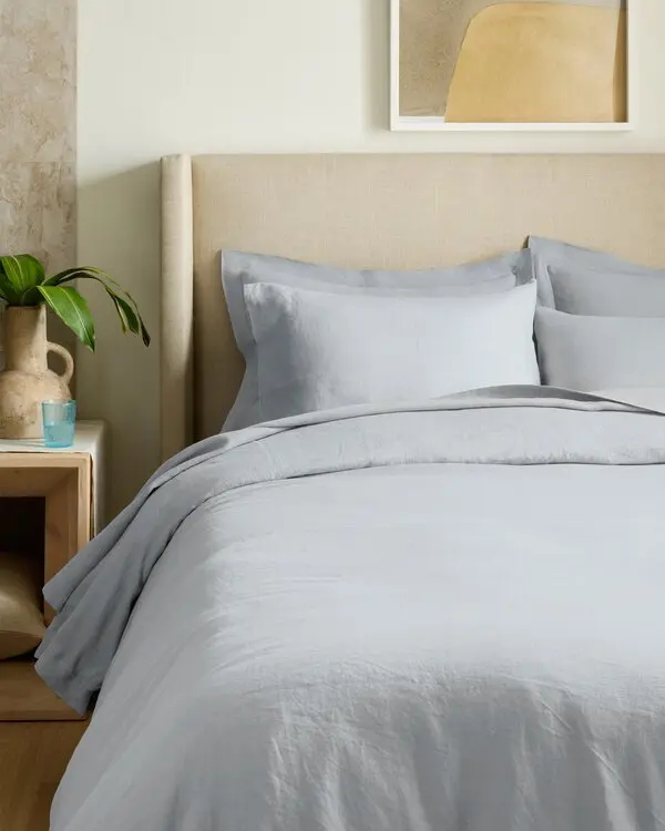 Quince European Linen Double Flange Duvet Cover - Mist